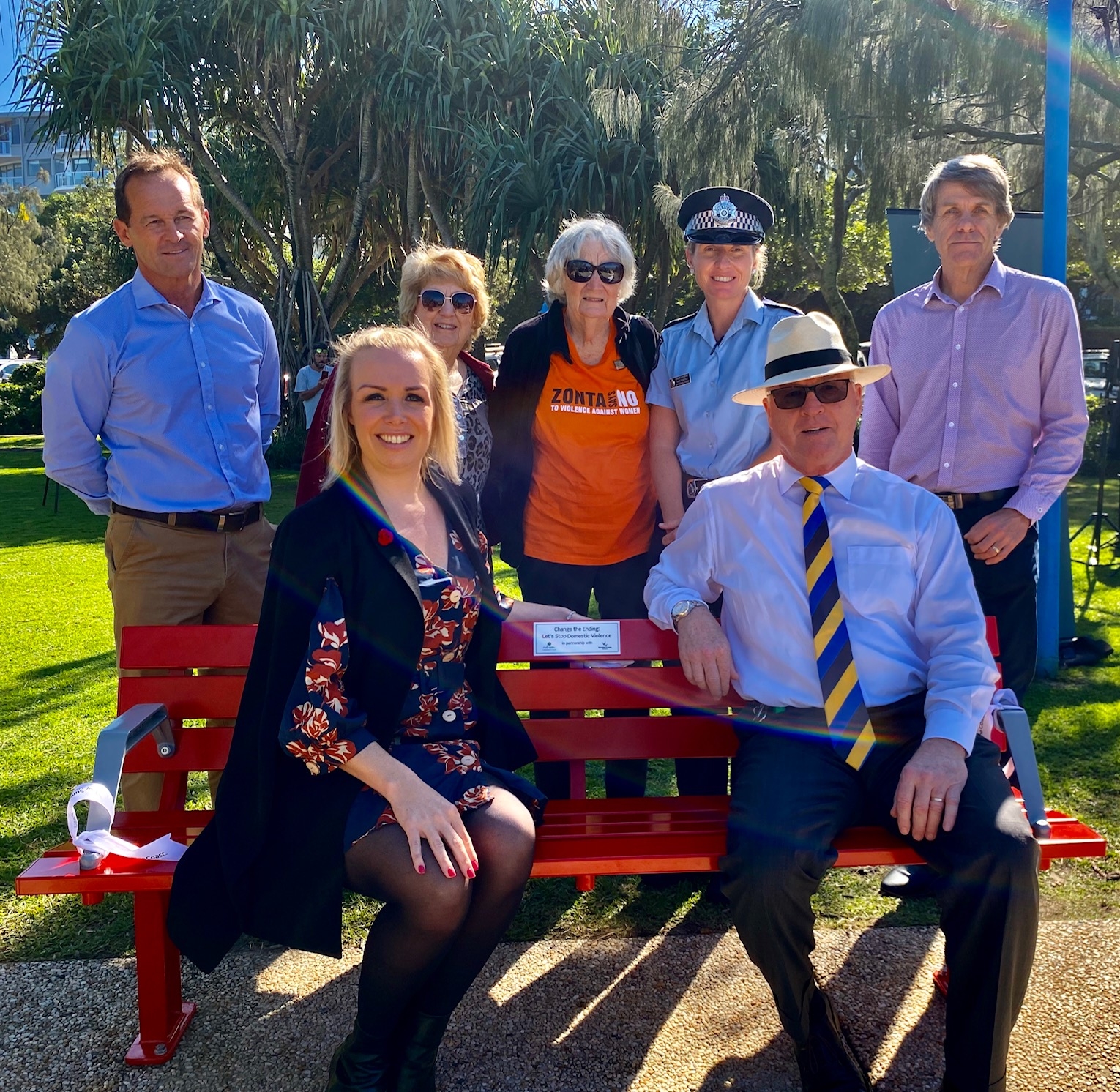 Red benches to raise awareness of domestic violence