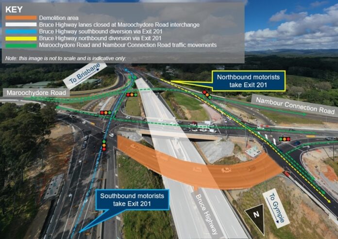 Bridge over highway ready for demolition