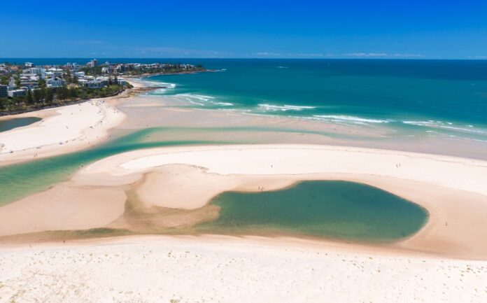 Sand jam: images show choked Caloundra Bar