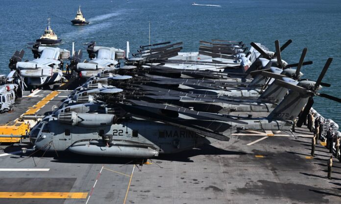 What a spectacle: massive warship makes waves