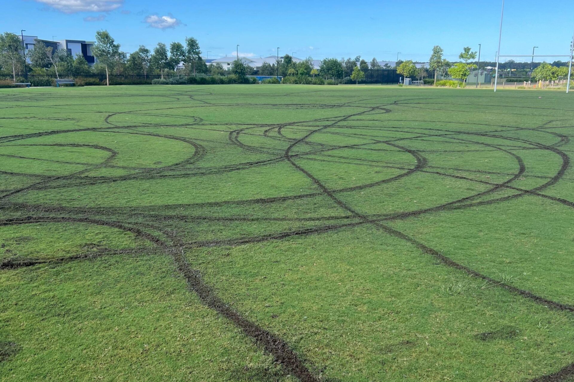 Scooter riders blamed for footy ground mess