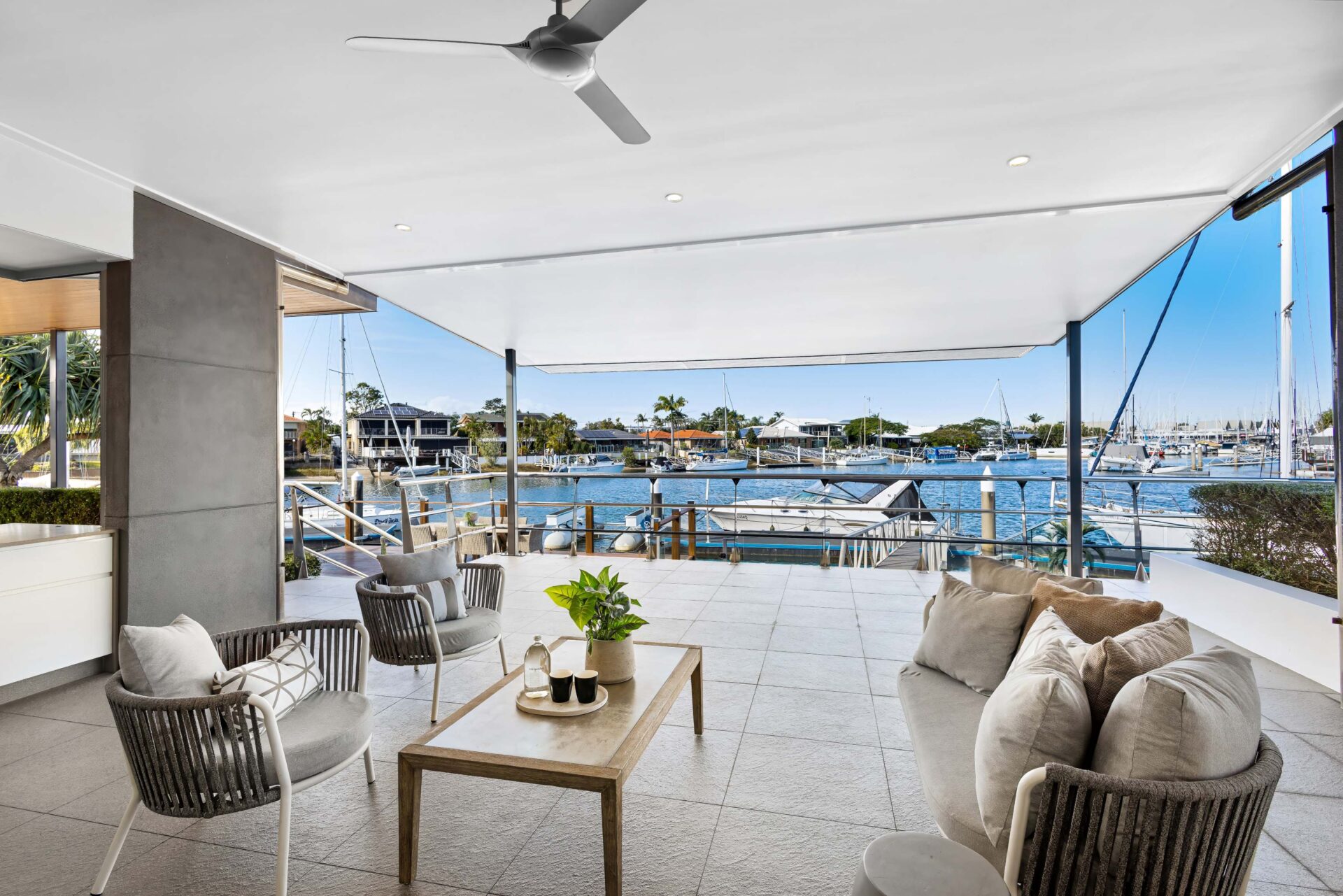 Renovated waterfront residence offers rare oversized pontoon