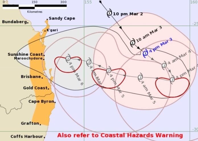 Map shows cyclone could centre on Coast