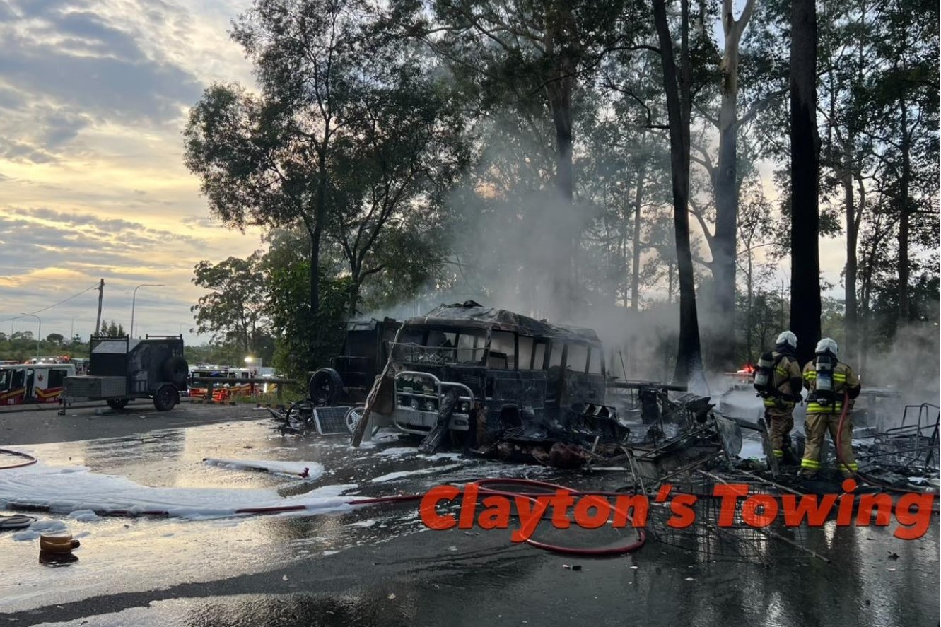 Man charged after fire tears through rest stop