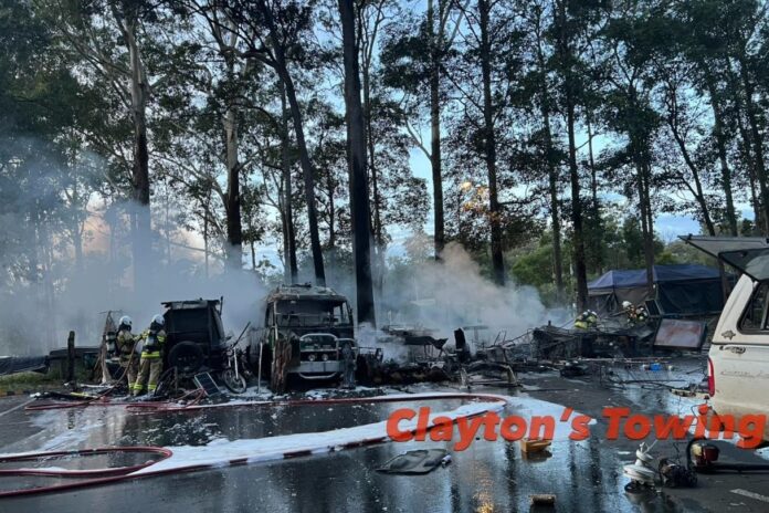 Man charged after fire tears through rest stop